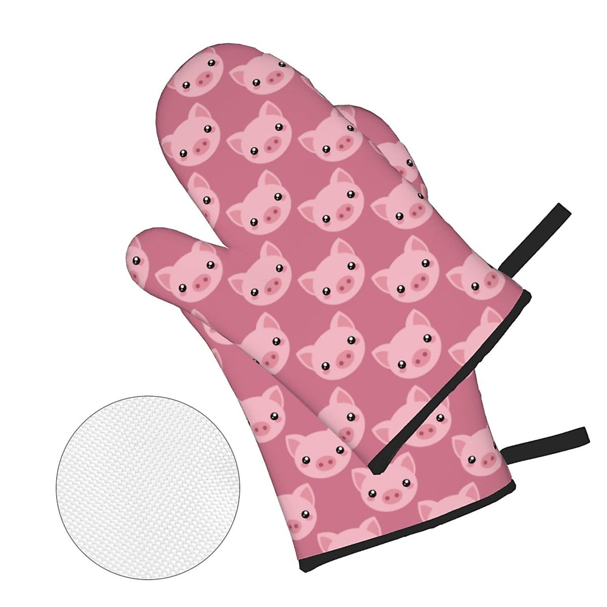 Pink Pig Oven Mitts and Pot Holders Set of 4 Washable Heat Resistant Kitchen Gloves Waterproof Oven Gloves and Hot Pads for Cooking Grilling BBQ Baking