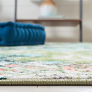 SAFAVIEH Riviera Collection Accent Rug - 4'5" x 6'5", Green & Light Blue, Non-Shedding Machine Washable & Slip Resistant Ideal for High Traffic Areas in Entryway, Living Room, Bedroom (RIV117Y)