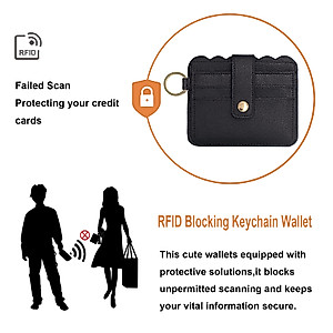 TSNSOEEO Keychain Wallet Wristlet RFID Small Credit Card Holder Bracelet Key Chain Purse Bangle Tassel Beads Key Rings for Women