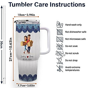 Custom 40oz Tumbler with Handle – engagement announcement-Personalized Couple Gift for Anniversary Wedding Gift, Birthday, Mother's Day, Valentine’s Day VzTBav