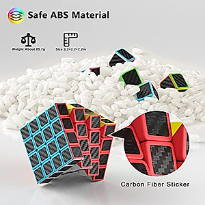 Vdealen Speed Cube Set, Puzzle Cube Bundle of 2x2x2 3x3x3 4x4x4 Pyramid Magic Cube Set, Birthday Party Christmas Stocking Stuffers Gift for Kids Teens Adults(Carbon Fiber Sticker)