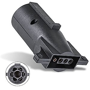 TRUE MODS 7-Way Blade to 4-Way Flat Trailer Adapter [Nickel-Plated Copper Terminals] [Rugged Nylon Housing] [Compact Design] 7-pin to 4-pin Trailer Wiring Plug Adapter