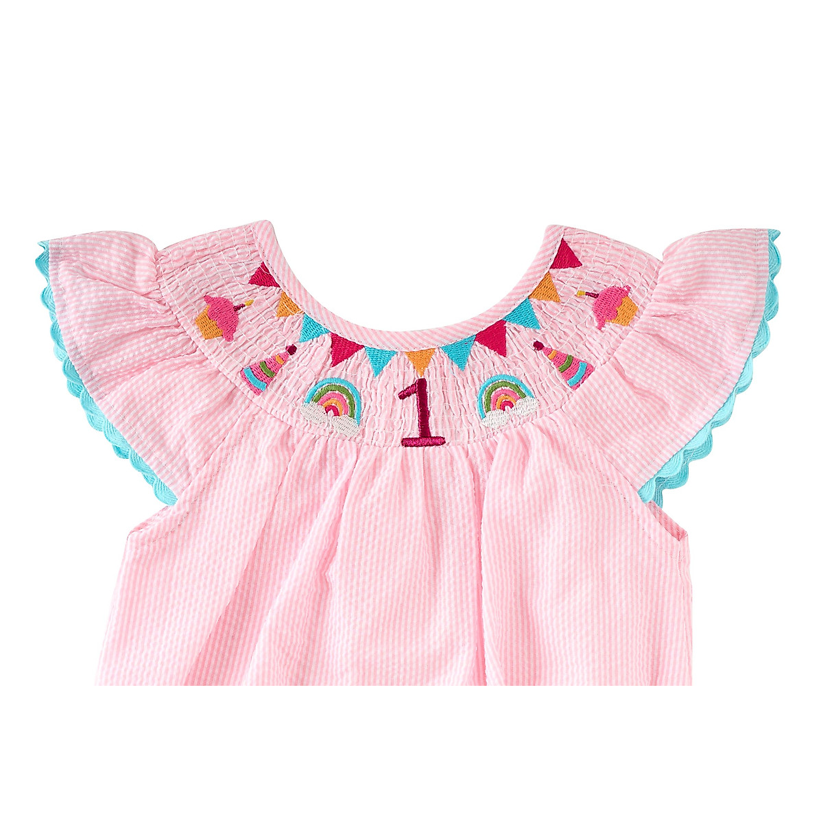 Mud Pie Baby Girls Smocked Birthday Bubble, 12-18 Months, Pink, 12-18 Months US