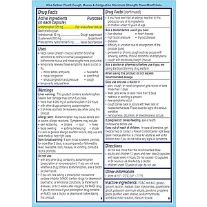 Alka-Seltzer Plus Maximum Strength Cough, Mucus & Congestion Powermax Liquid Gels, Fast and Effective Chest Congestion Relief, Cough Suppressant, For Adults and Children 12 Years and Older 24 Count