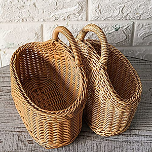 Cabilock Woven Storage Basket Wall Mounted Hanging Basket Wall Hanging Storage Organizer Entryway Mail Letter Holder Wall Decor for Office Bedroom Home