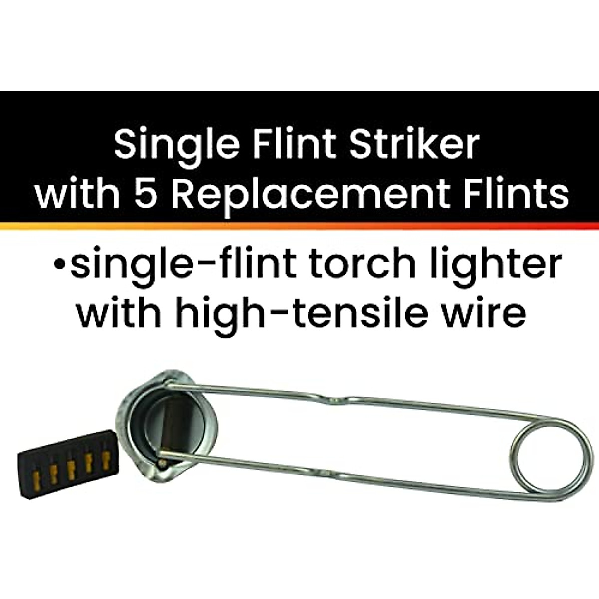 Hot Max 24172 Single Flint Striker with 5 Replacement Flints