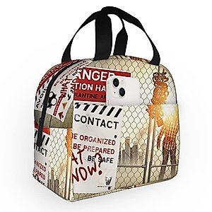 Fubido 2023,Zombie Halloween Theme,Insulated Lunch Box Tote Bag for Women Adult Men,Dead Man Walking in Danger Scary Scene,Reusable Leakproof Lunch Bags for Work Office Picnic or Travel,Red Sepia