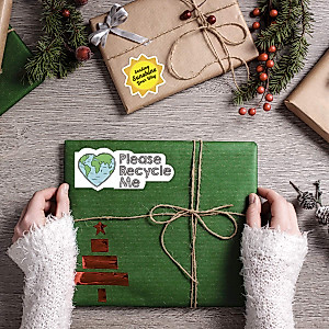 muminglong, 1.5 Inch Please Recycle Me Sticker, Thank You Sticker, Reused Box, Recycling Label, Love Shaped Earth Sticker,Handmade Sticker,Packaging Sticker, 500 PCS