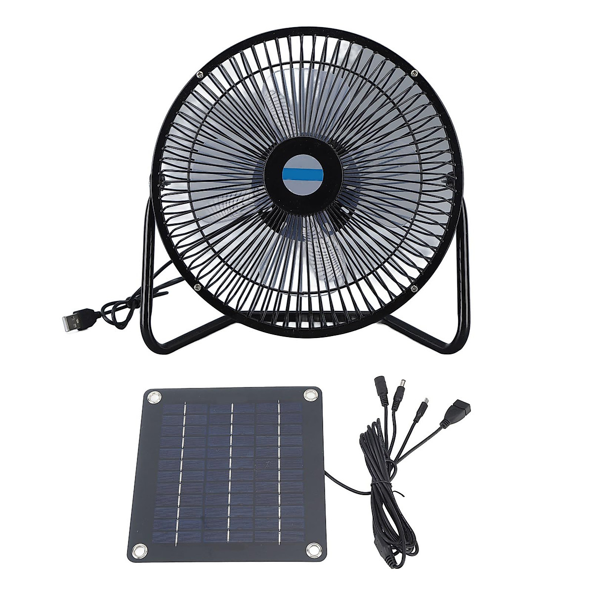 Solar Panel Powered Fan Portable USB Metal Mesh 10W Camping Solar Panel Fan for Pet House Chicken Coop