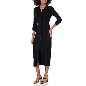 The Drop Women's Jaxon Rib Button Down Sweater Dress, Black, 3X, Plus Size