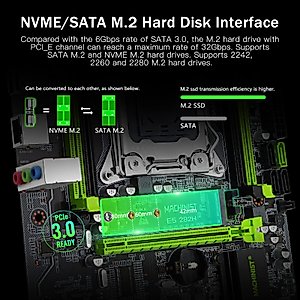 MACHINIST X79 Server Motherboard, Intel 3th Gen LGA 2011 Computer PC Motherboards (Micro ATX, PCIe 3.0, NVME/SATA M.2, 4 Channel DDR3, USB 3.0, SATA 6Gbps) for Intel Xeon E5 V1/V2, Core i7 Processor