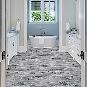 Peel and Stick Floor Tile Vinyl Flooring Peel and Stick Waterproof and Durable for Bathroom and Kitchen Self-Adhesive Vinyl Plank Flooring for DIY Installation 35 x 6 inch(10 PCS)