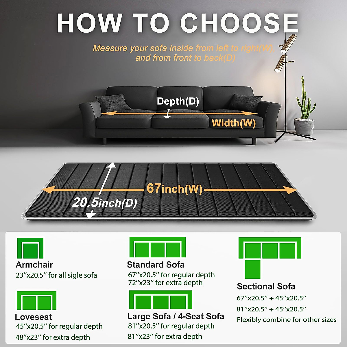 [Upgraded] Heavy Duty Couch Cushion Support for Sagging Seat 20.5''x67'', Thicken Solid Wood Sofa Support Under Cushions Boards,Perfectly Fix and Protect Sagging Couch Cushion Seat, Extend Sofa Life