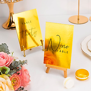 Crisky Gold Table Number Cards for Vintage Wedding, Anniversary, Birthday, Bridal Shower Party. Great Gatsby Theme, Elegant Black Double-Sided Design 4 x 6 Inch Number One - Thirty & Head Table.