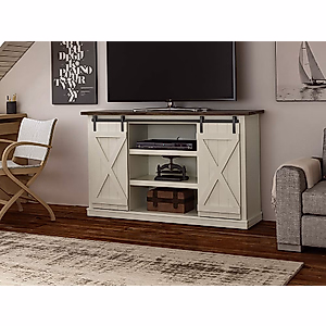 Pamari Wrangler Sliding Barn Door TV Stand, Off-White