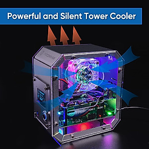 Pironman Mini PC Case for Raspberry Pi - Aluminum Alloy Tower Case with Fan, Tower Cooler, M.2 SATA SSD Expansion Board, 0.96" OLED, IR Receiver and Power Button for Raspberry Pi 4