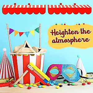 Tallew 8 Pcs 3D Awning Wall Decor Stripes Paper Carnival Tent Circus Birthday Candy Party Theme Doors Window Classroom Home Christmas (Farmhouse Style), Red and White, 63 x 23 cm/ 24.8 x 9.06 inches