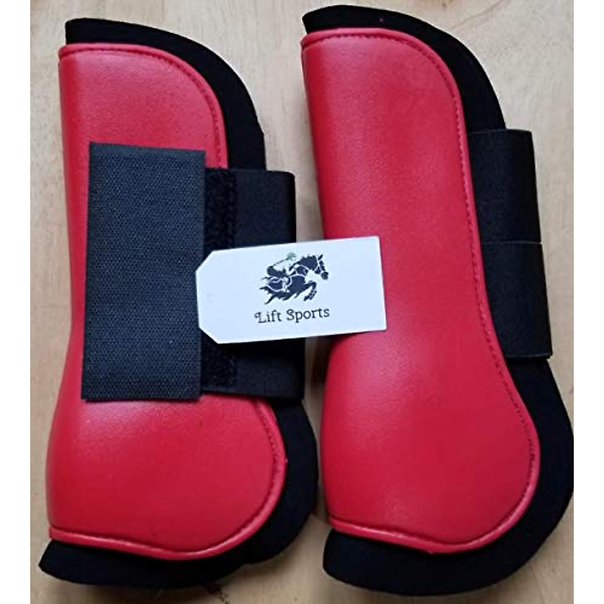 Horse Tendon & Fetlock Boots Jumping Leg Protection Boots Light Weight Support Open Front Brushing Medicine (Maroon (Set of 4))