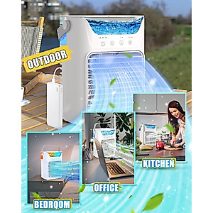 Portable Air Conditioners Fan, 2024 Upgraded Mini Air Conditioners Evaporative Air Cooler with 3 Cool Mist & Speeds, 3 Timer 7 Color Led, Small Air Conditioner Portable for Room Office Camping Car