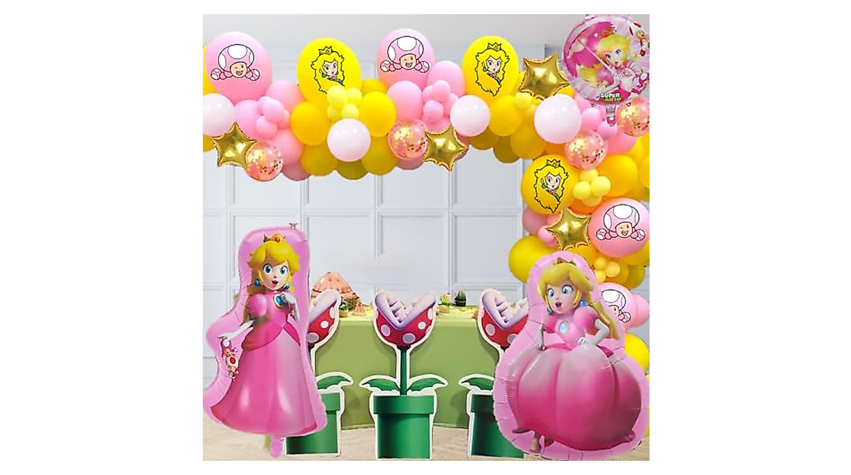 131Pcs Princess Peach Balloon Arch Kit for Parties