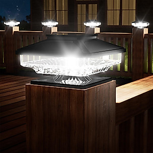 6 Pack Solar Post Cap Lights,[NOT Hollow Post],Bright White Solar Post Lights Outdoor Waterproof Fence Post Cap Lights, Outside Post Lights Solar Powered Deck Lights for 4x4 5x5 6x6 Wood Posts