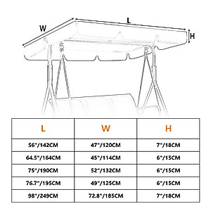 COOSOO Swing Canopy Replacement Top Cover Waterproof UV Block Sun Shade Swing Chair Top Cover for Outdoor Garden Patio 3 Seat Furniture Blue