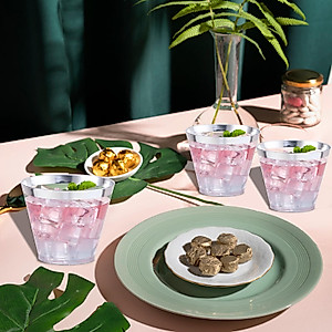 Nervure 240 PCS Silver Plastic Cups - 9Oz Silver Rimmed Plastic Cups - Heavy Duty Plastic Cups with Silver Rim Perfect for Weddings, Receptions & Parties