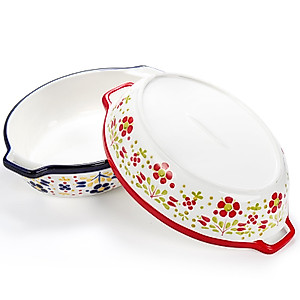 Peohud 3 Pack Ceramic Baking Dishes, 50 Oz Large Casserole Dish for Oven, Oval Au Gratin Pans, Porcelain Bakeware Set Lasagna Pans for Cooking, Cake Dinner, Kitchen, 10 x 7.9 x 2.6 Inches