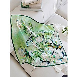 PoeticEHome 100% Pure Mulberry Silk Square Scarf 27"x27" Women Neckerchief Headscarf Gift Packed