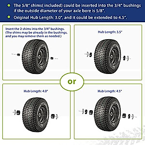 MaxAuto 2Pcs 15X6.00-6 Front Tire and wheel Assembly Replacement for Craftsman John Deere Riding Mowers, 3" Centered Hub with 3/4" Axle Bore,Dark Gray Rim
