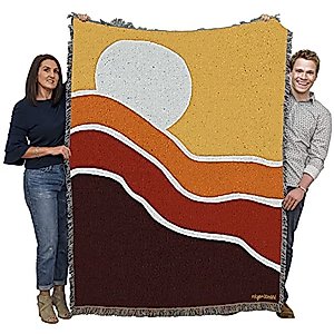 Pure Country Weavers 70's Sunset Blanket by Kyra Brown - Abstact Art - Gift Tapestry Throw Woven from Cotton - Made in The USA (72x54)