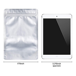 LZLPACKING 100 Pieces Smell Proof Mylar Bags- Resealable Packaging Pouch Bag with Clear Window for Food Storage，stand up pouch bags，Lipgloss，Eyelash Jewelry Electronics Storage(6×9 Inch)