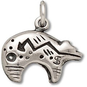 Sterling Silver 3D Native American Indian Tribal South Western Heartline Bear Charm