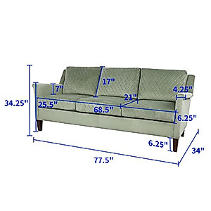 SLNFXC 178x65x49CM Velvet Upholstered Sofa Couch Pine Plywood Furniture Light Grey/Garden (Color : Gray, Size : Three Seat)