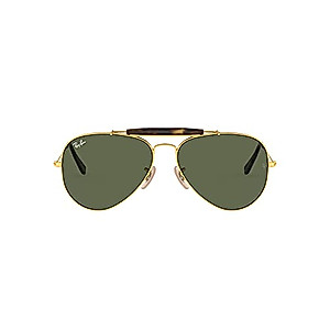 Ray-Ban RB3029 Outdoorsman II Aviator Sunglasses, Gold/G-15 Green, 62 mm