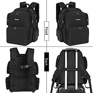 Modoker 18.9 Inch Travel Backpack for Men Computer Backpack with USB Charging Port Laptop Backpacks for Traveling on Airline Carry on Work Backpack Heavy Duty Backpack,Black