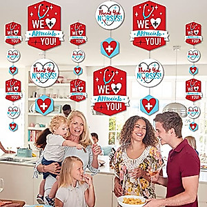 Big Dot of Happiness Thank You Nurses - Nurse Appreciation Week DIY Dangler Backdrop - Hanging Vertical Decorations - 30 Pieces