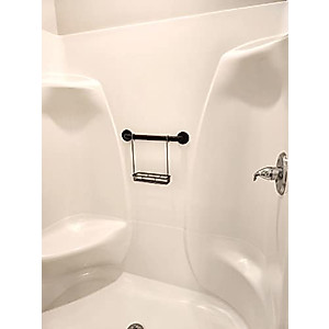 CSI Bathware Large Matte Black Universal Wire Accessory Tray for 1.25" OD Grab Bar