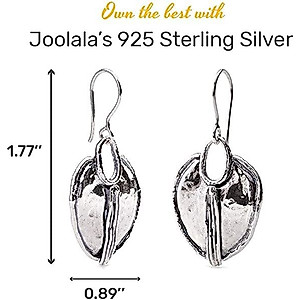 Joolala Paragon Hammered Sterling Silver Earrings – 925 Silver Paragon Hammered Drop Hang Easy Hook Dangling Earrings - Lightweight for Women