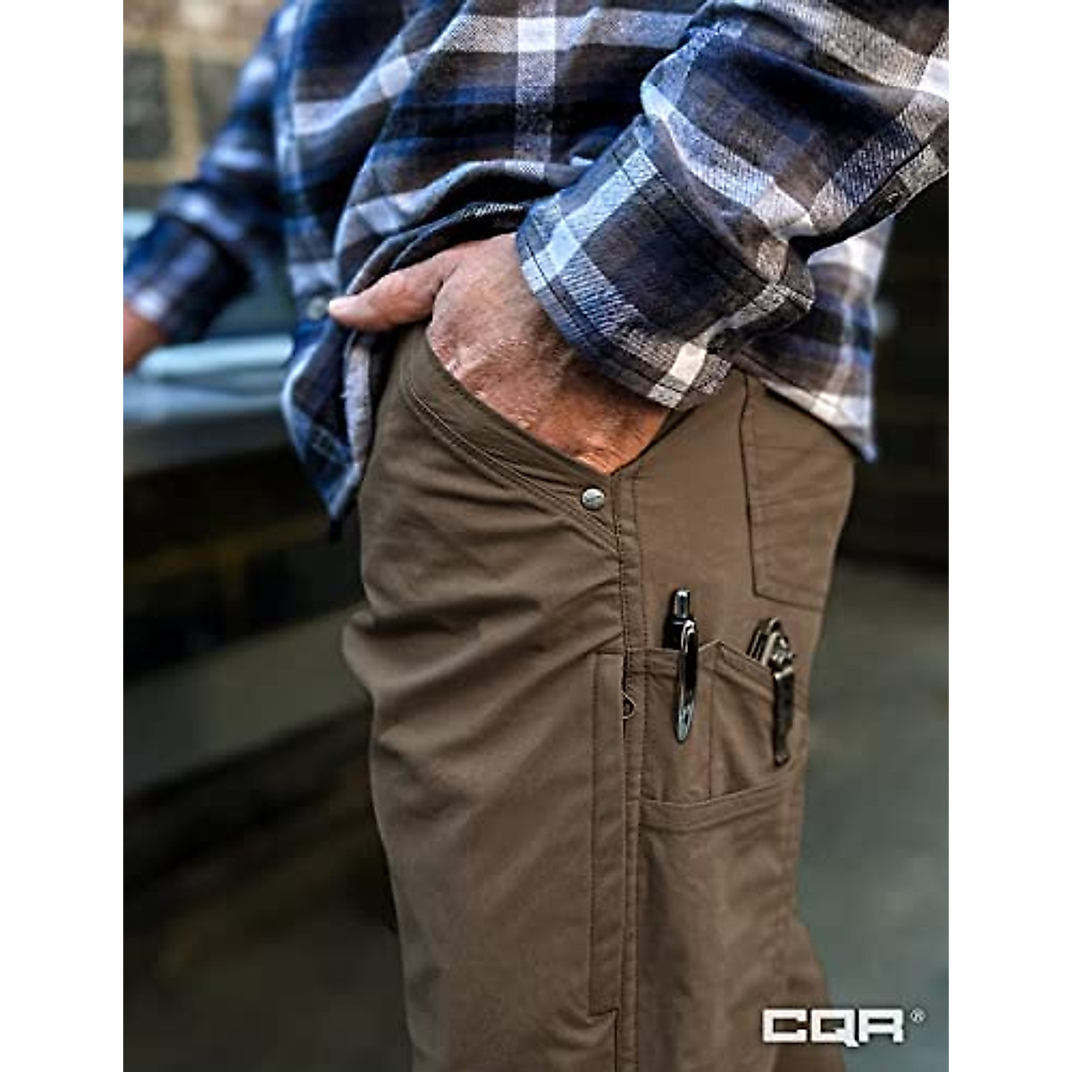 CQR CLSX Men's Cool Dry Tactical Pants, Water Resistant Outdoor Pants, Lightweight Stretch Cargo/Straight Work Hiking Pants, Sedona Pants Tundra, 38W x 32L