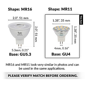 Simba Lighting LED MR11 Flood Light Bulbs (4 Pack) 12V 3W 20W Halogen Replacement 2-Pin 240lm for Landscape, Accent, Track Lights, and Christmas Tree Fiber Optics, GU4 Bi-Pin Base, 4000K Natural White