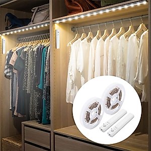 Amagle LED Dual Mode Motion Night Light, Flexible LED Strip with Motion Sensor Closet Light for Bedroom Cabinet 4000K (Nature White,2 Pack,3.2FT*2)