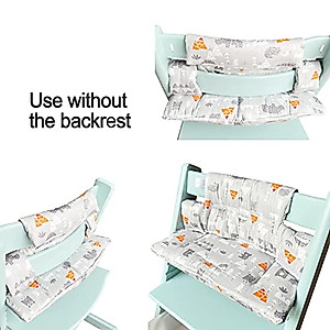 ZARPMA Highchair Cushion Compatible with Stokke Tripp Trapp Chiar High Chair Insert Cotton Fabric Cover Filled with Cotton Padding (Grey Forest)