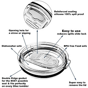 8 Piece Set For Yeti Straw 10 oz/20 oz,No Leak Sliding Closure 100% Spill Proof Straw Lid And Fits Yeti Rambler Tumbler,Ozark Trail Cup Or More Brand Stainless Steel Mugs