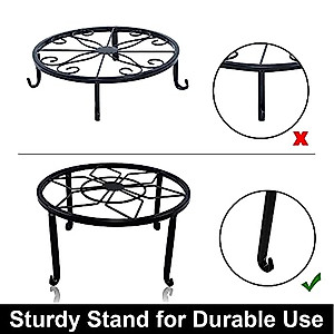 yosager 4 Pack Metal Plant Stands for Flower Pot, Heavy Duty Black Iron Potted Stand Holder, Indoor Outdoor Rustproof Metal Planter Container Round Supports Display Rack for Home & Garden Decor