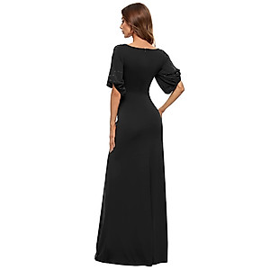 Ever-Pretty Women's Sequin Hollow Sleeve Black Dress Maxi Prom Gown Black US10