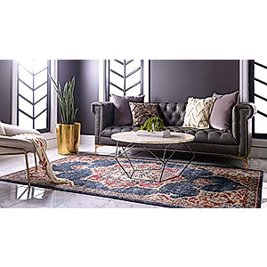 Unique Loom Utopia Collection Traditional Classic Vintage Inspired Area Rug with Warm Hues, 7' 1" x 10' Rectangle, Dark Blue/Beige