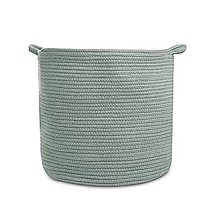 Natemia Rope Storage Basket- Nursery Bin and Toy Organizer (15”x15”x14”), Laundry Basket, Basket for Towels, Pillows and Blankets