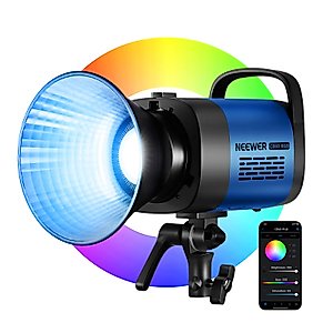 NEEWER CB60 RGB 70W LED Video Light with App Control, Bowens Mount COB Full Color Continuous Output Lighting 18000Lux/1m CCT 2700K-6500K CRI97+ 17 Scenes for Photography/Studio Video Recording (Navy)