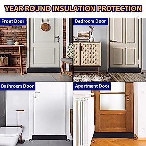 Home Weighted Door Draft Stopper 32 Inch, Weather Stripping Noise Blocker Window Breeze Blocker Door Sweeps - Improved Rectangle Door Draft Blocker with Hook Loops, More Fits 0 to 3" Door Gaps, Black